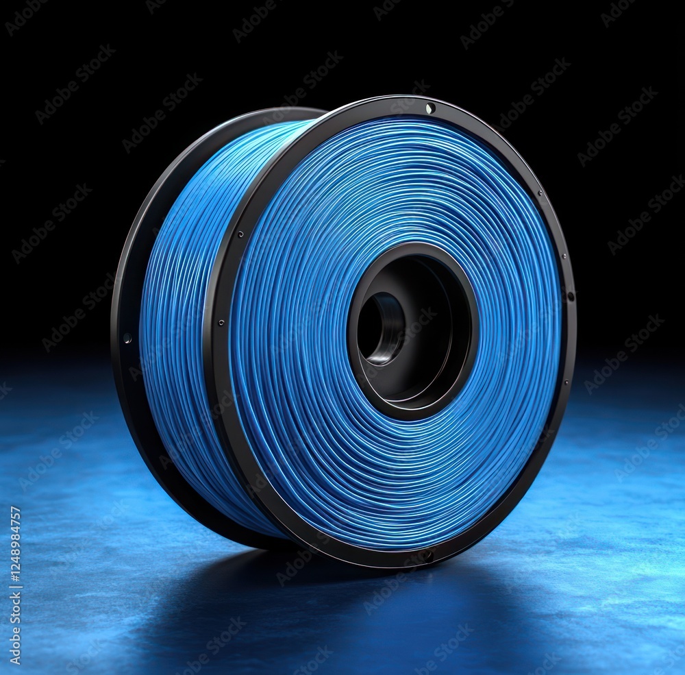Foto de Stock Blue 3D Printing Filament Spool Isolated on White ...
