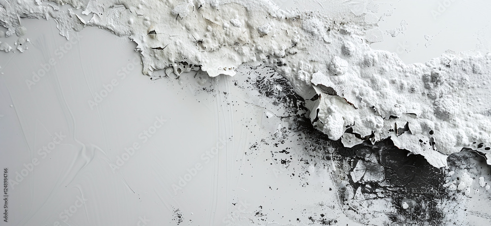 Black mold on the room wall. Fungus growth on a damp surface. Green ...