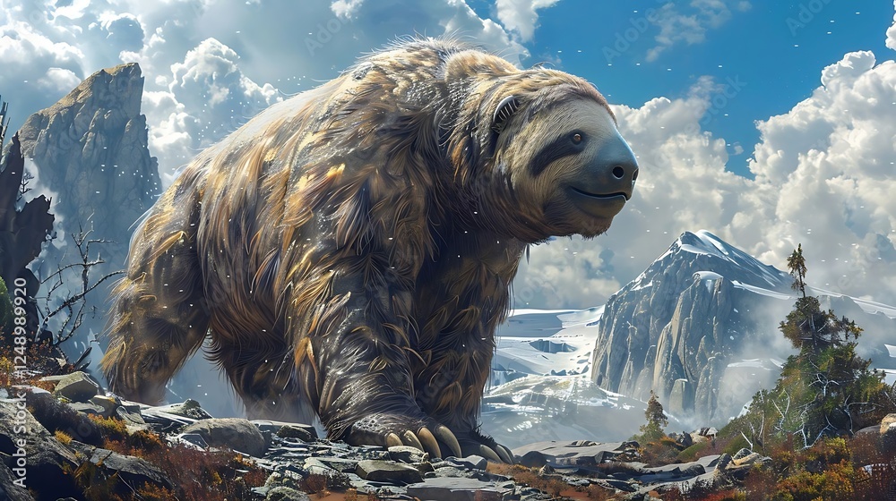 Ilustración de Stock The giant sloth, or Megatherium, was a massive ...