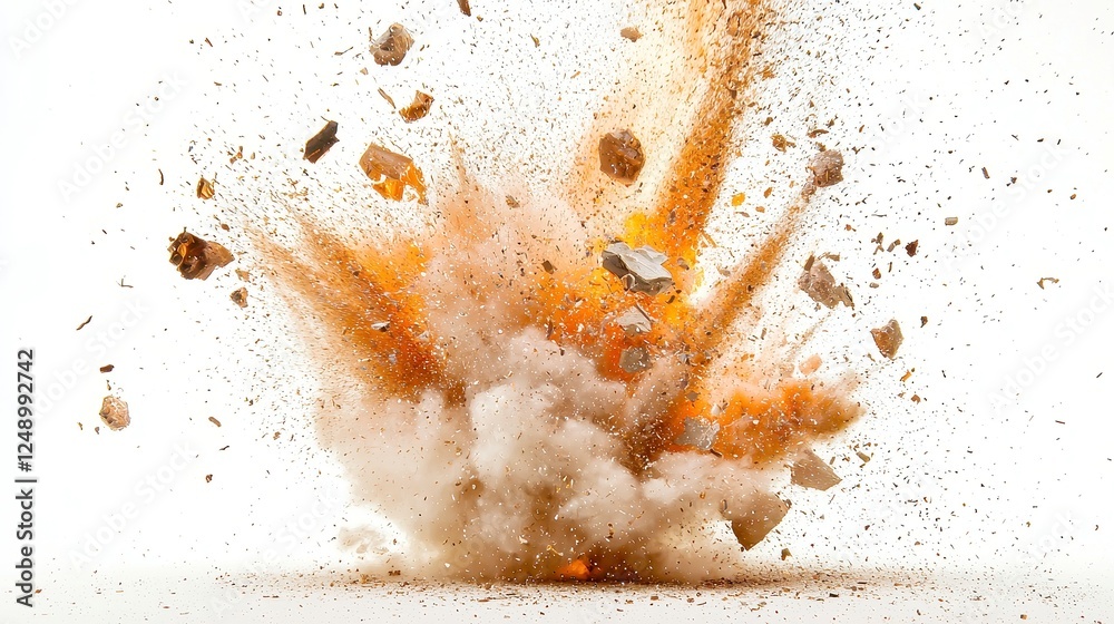 Fireworks Factory Explosion, vibrant bursts of color and light, intense ...