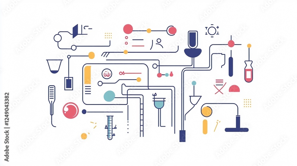 Chemistry Infographic Flat Vector on White Background - with Colorful ...