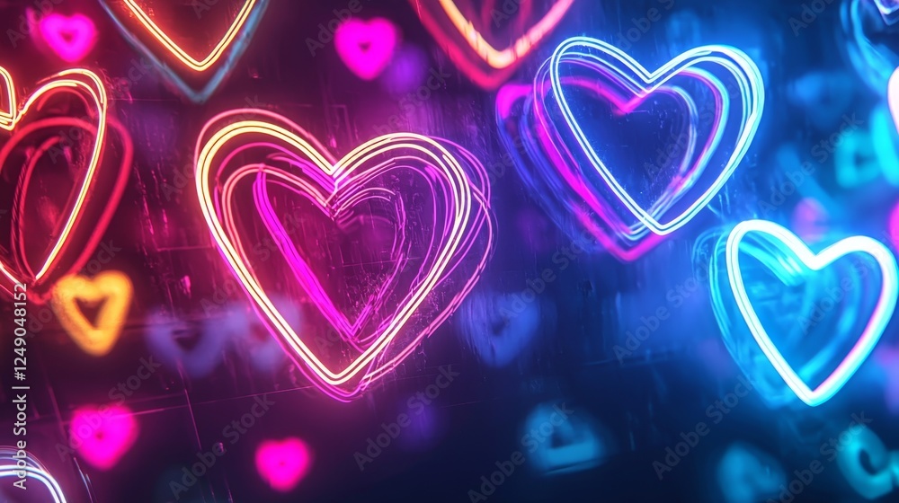 Stock-Illustration „Looping animated GIF of pulsing neon hearts, smooth ...