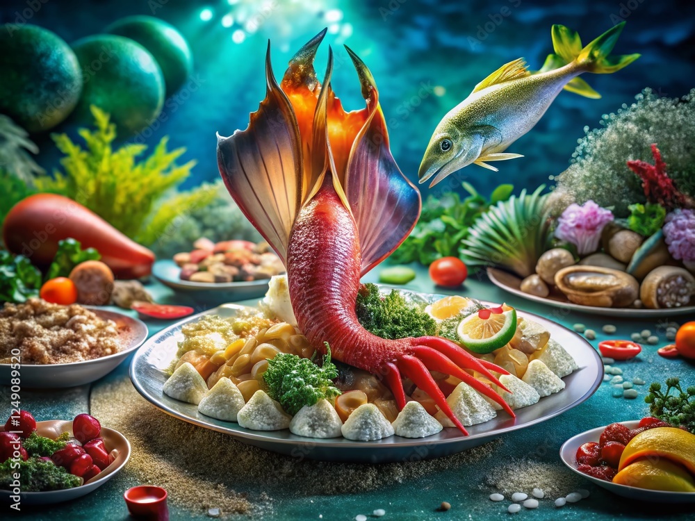 Magical Mermaid Tail Feast: Underwater Seafood Platter with Edible ...