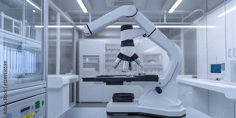Microscope in Laboratory, High-Tech Lab Environment, Scientific ...
