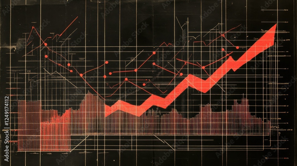 Financial growth visualized with red arrows and line charts overlaid on ...