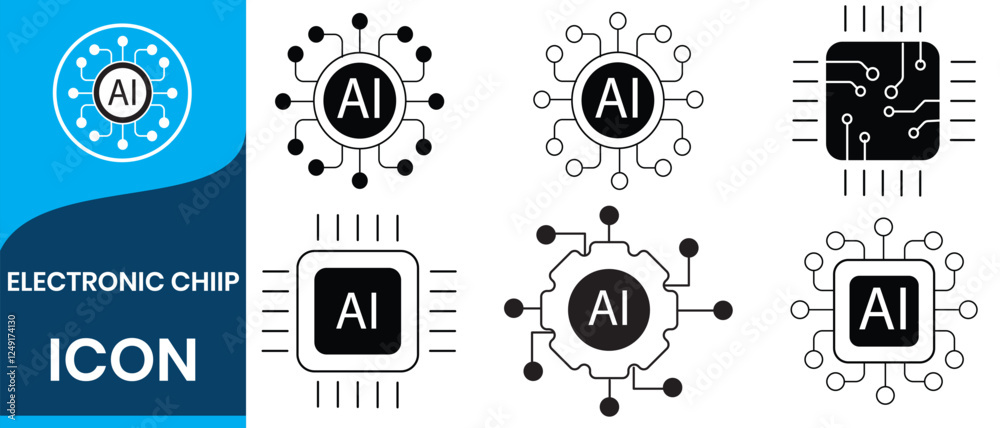 Artificial intelligence AI processor chip icon.AI Processor circuit ...