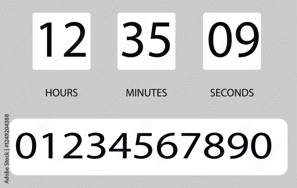 Flip countdown clock counter timer. Vector time remaining count down ...