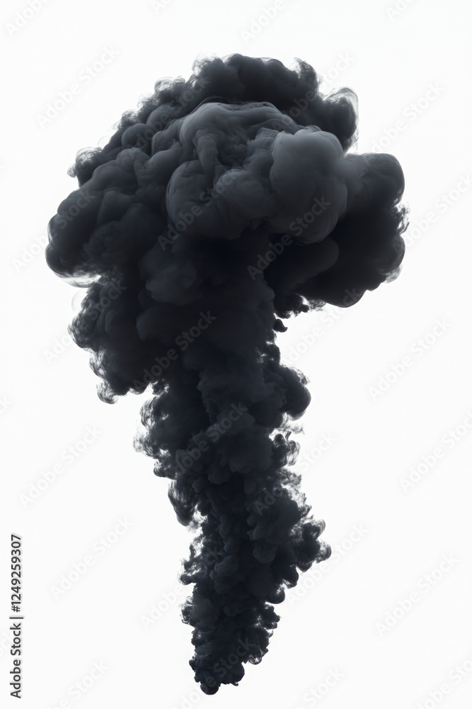 Smoke stack billowing black smoke, symbol of industrial processes and ...