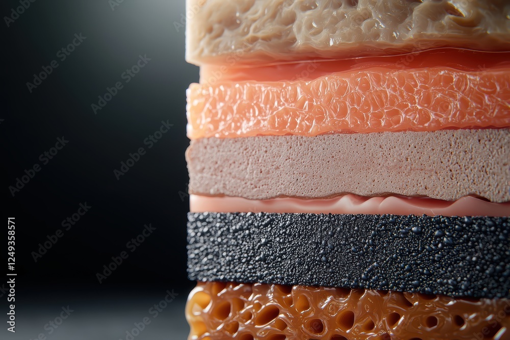 Magnified view of skin layers in 3D, featuring the protective epidermis ...
