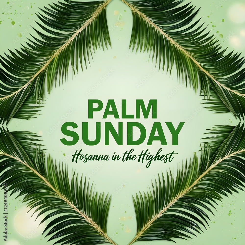 Palm Sunday - greeting banner template for Christian holiday, with palm ...