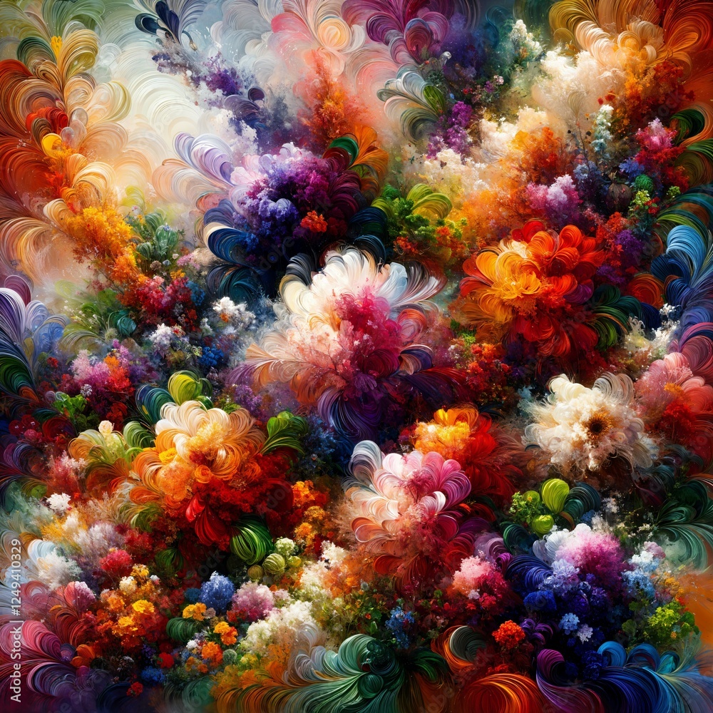 Moroccan flowers create an explosion of color, evoking the sense of a ...