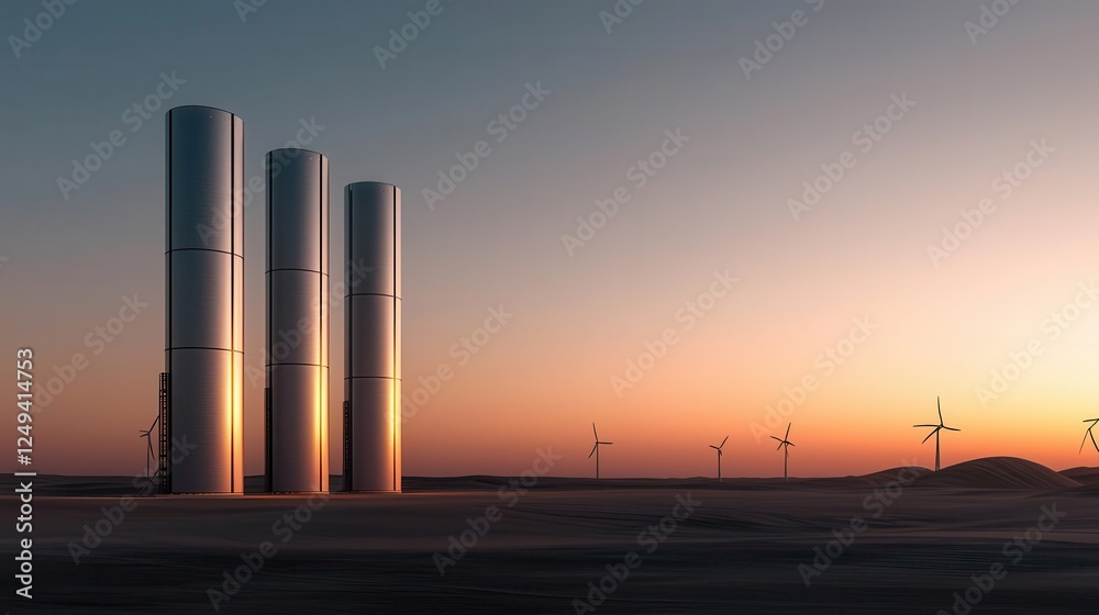 Solarpowered carbon capture towers filtering atmospheric CO2 and ...