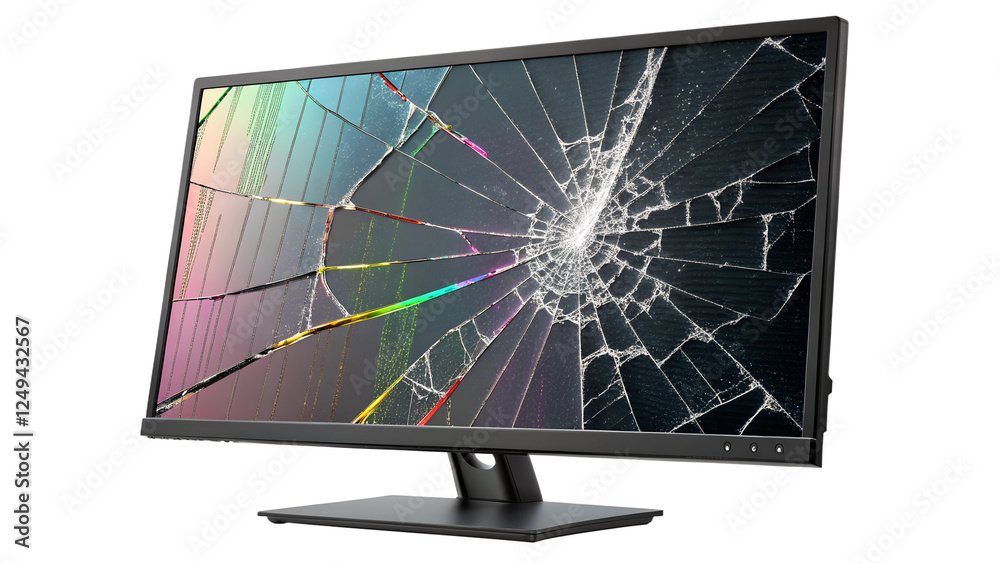 technical difficulties screen | Realistic image of a cracked monitor ...