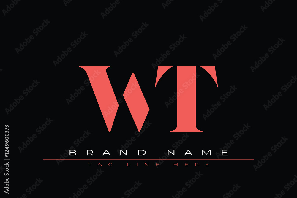 Abstract letter WT minimal logo design template. This minimal logo ...