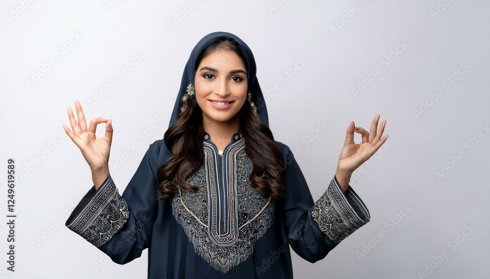 The girl signs each letter of the American Sign Language (ASL) alphabet ...