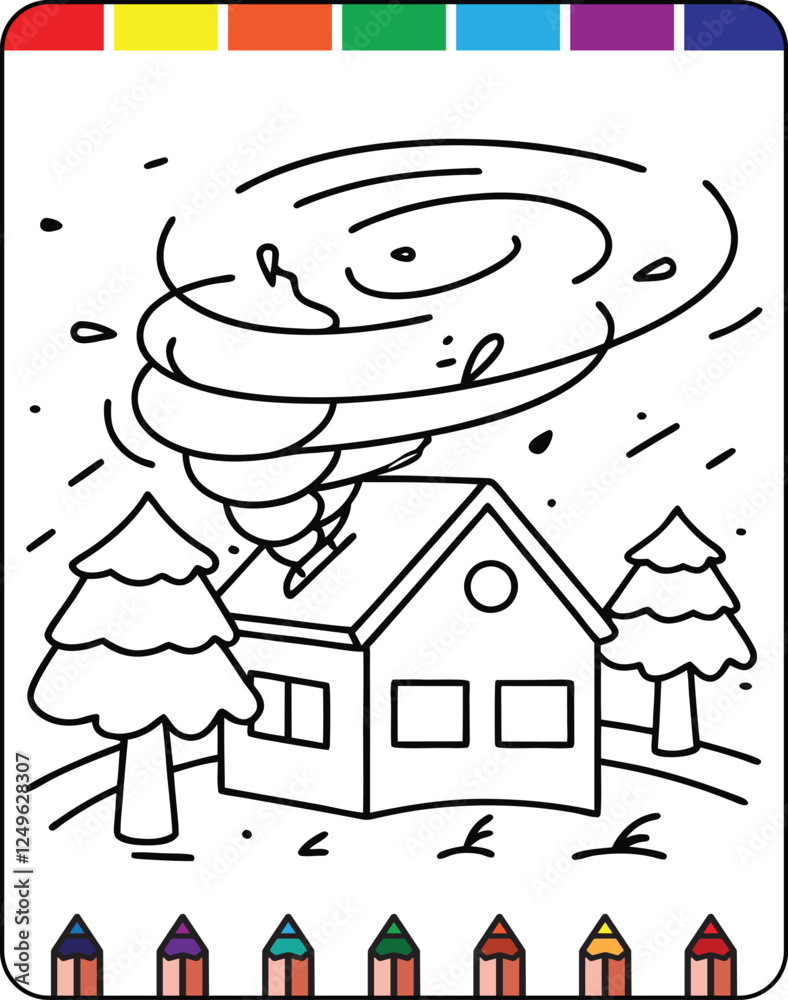 Earthquake Fun: Natural Disaster Coloring Page for Kids, Tornado ...