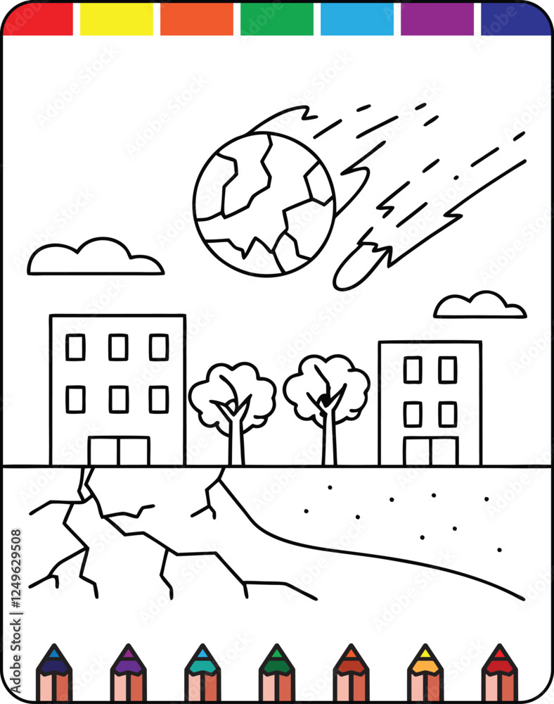 Earthquake Fun: Natural Disaster Coloring Page for Kids, Tornado ...