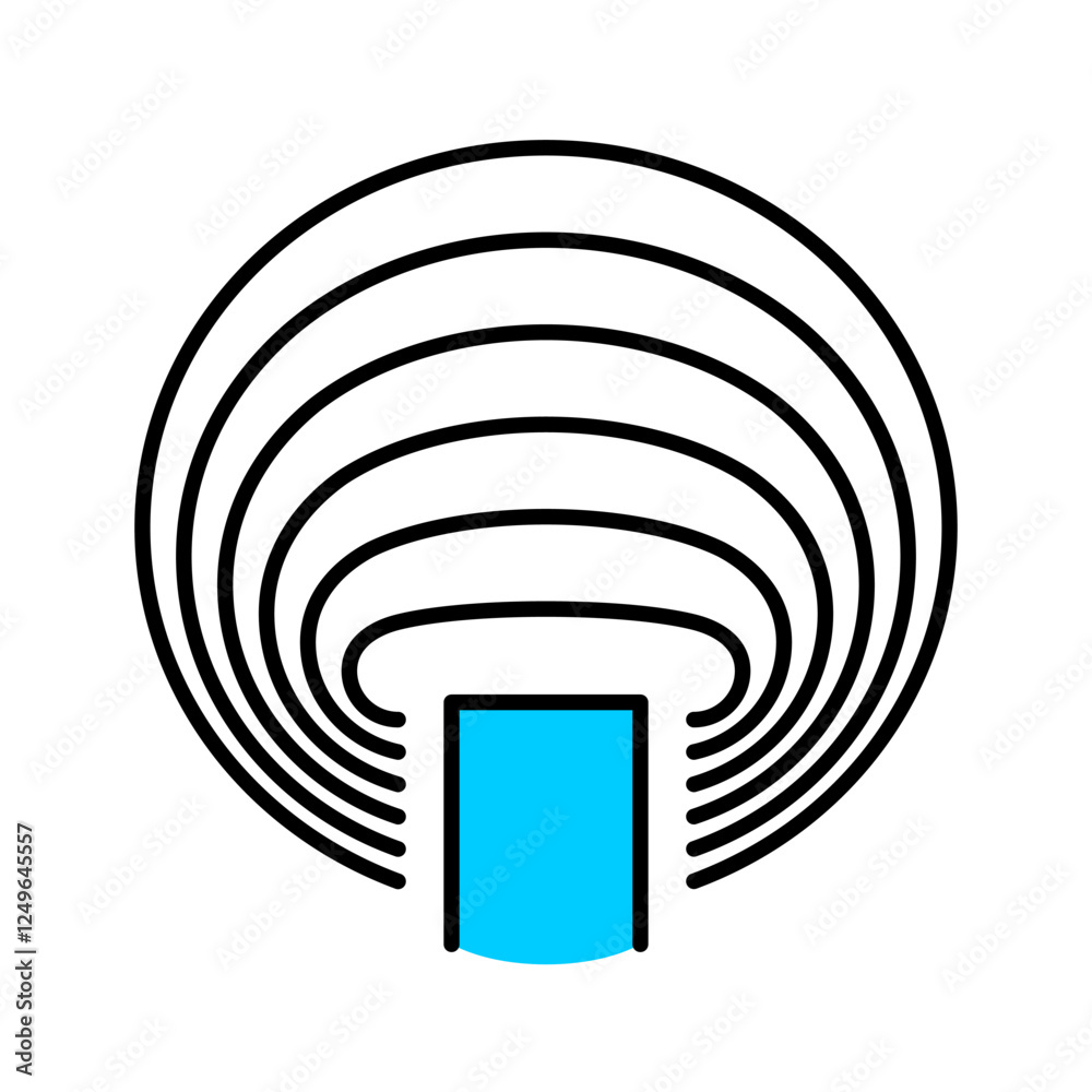 Magnetic field or other radar scan lines illustration. Wireless sensor ...