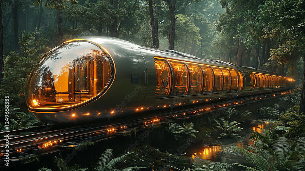 promotional photography of an exterior of futuristic orient express ...