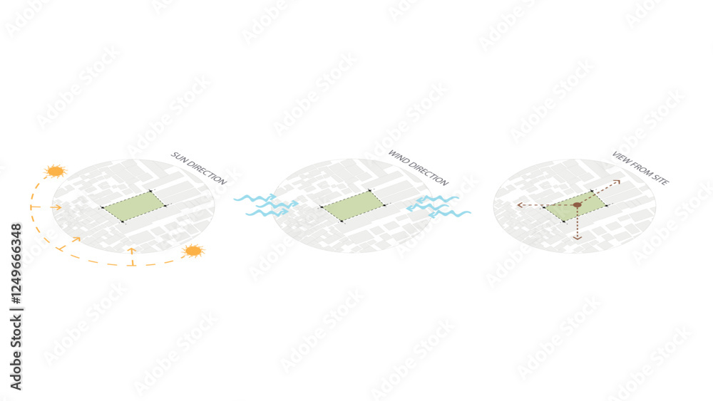 isometric architecture site analysis symbol icon element drawing ...