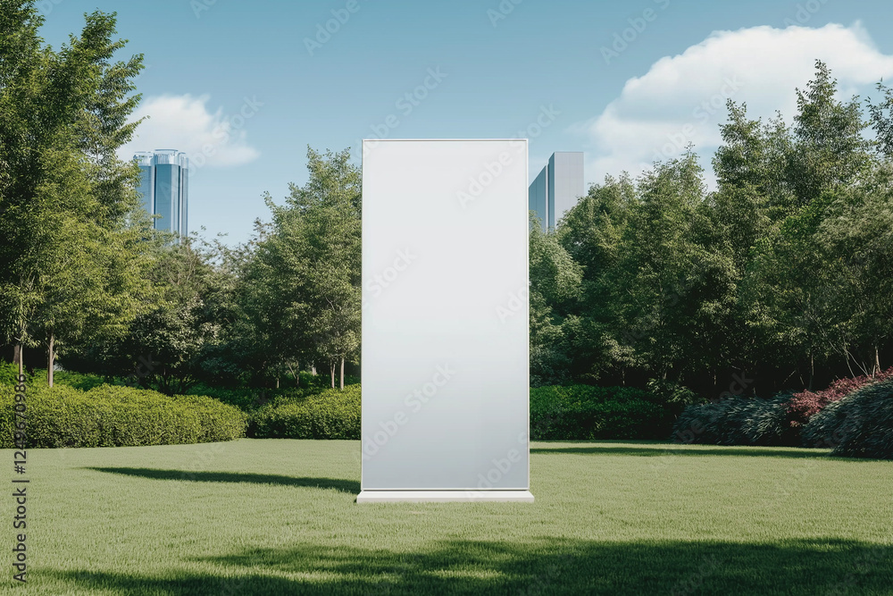 Large Vertical Advertising Billboard Mockup on Lawn Stock Photo | Adobe ...