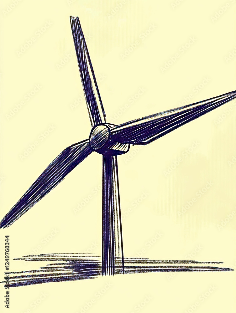 Ilustración de Stock Stylized Wind Turbine on a Soft Gradient ...