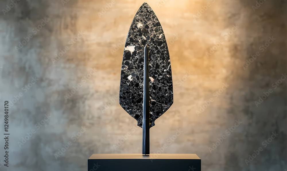 Obsidian Arrowhead Displayed on Museum Pedestal, Symbolizing History ...