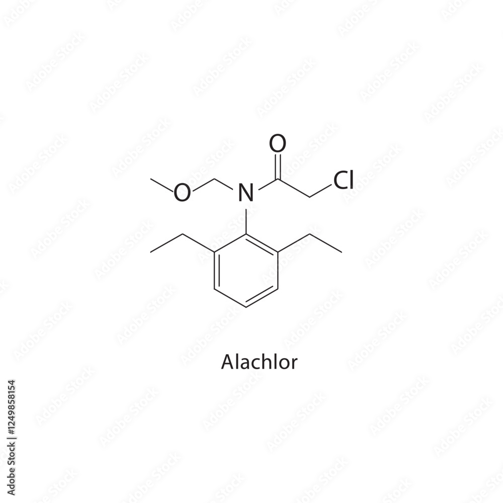 Alachlor skeletal structure.Amino Acid Derivative compound schematic ...