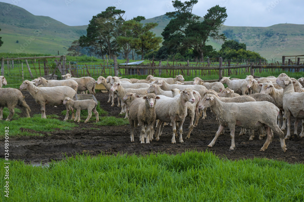Merino sheep farm pasture land in midlands meander KZN South Africa ...