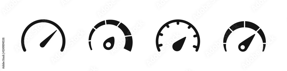 Speedometer icons. Speed indicator signs. Car speed scale. Speedometer ...