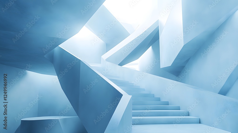 Dynamic low-poly structures in a digital space create an immersive ...