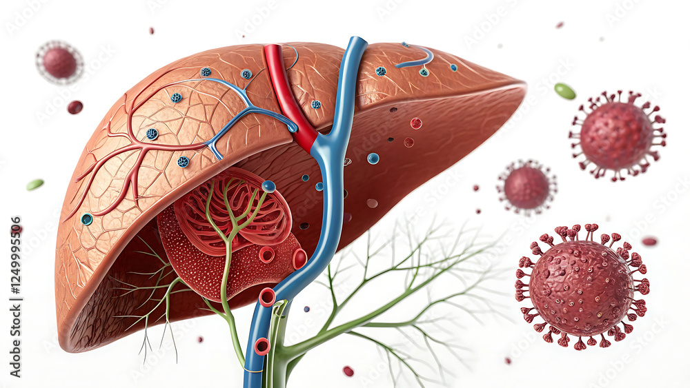 Ilustración de Stock Realistic liver anatomy structure. Vector hepatic ...