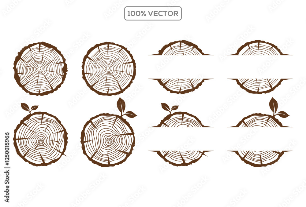 cross section of the trunk with tree rings Logo design vector. Tree growth rings. Tree trunk ...
