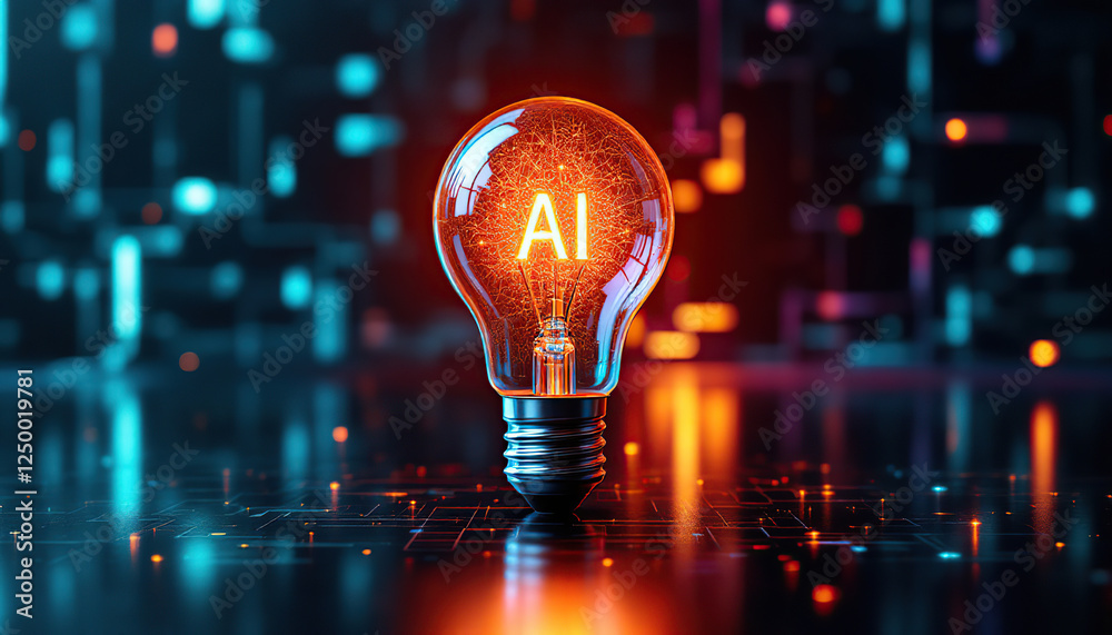 Ai Concept Glowing Light Bulb Innovation Technology Stock Photo | Adobe ...