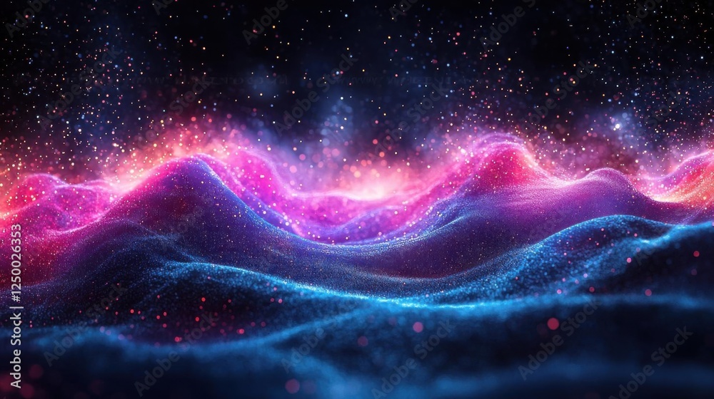 Galactic 3D Particle Field with Radiant Glow and Fluid Motion Stock ...