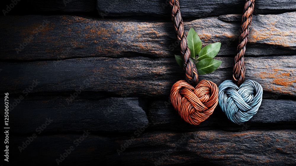 Knot tying art featuring Celtic heart knots in orange and blue ...