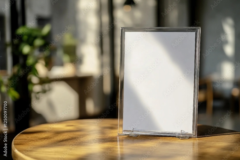 Stand Mock up Menu frame tent card blurred background design key visual ...