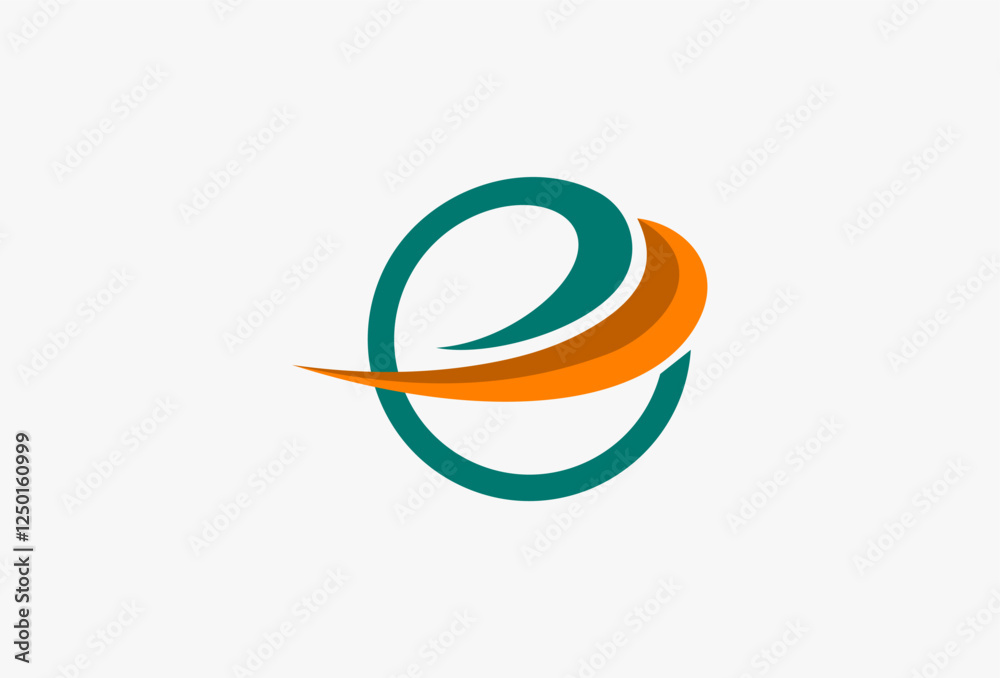 Circular letter E logo design with swoosh element. Creative Circle ...