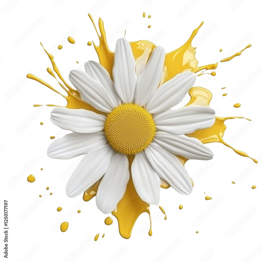 Vibrant Daisy Flower in Yellow Paint Splash, Transparent Background, Ai ...