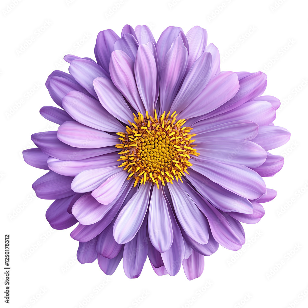 Vibrant purple daisy flower bloom isolated transparent background ...