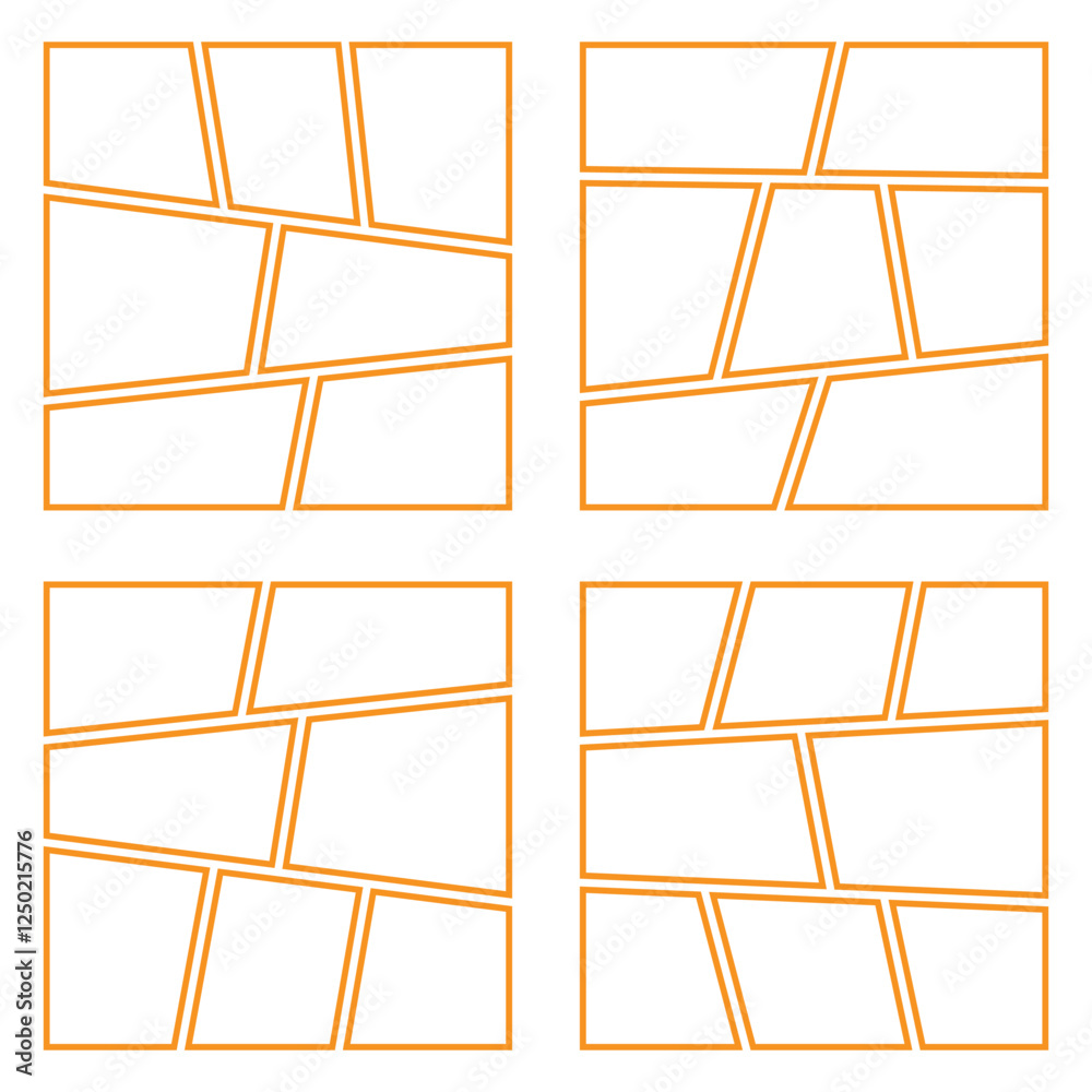 Set of collage grid comic divider blank template isolated vector ...
