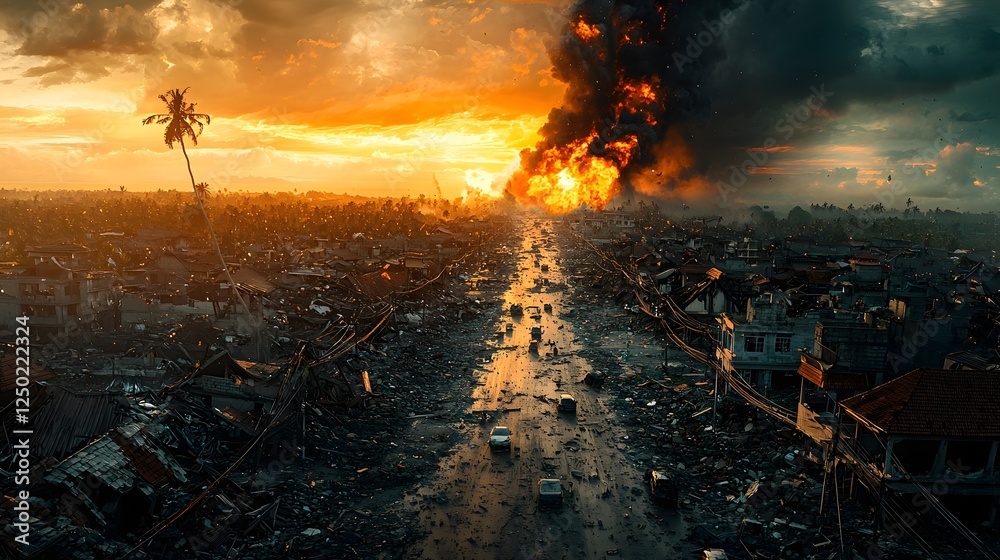 Cataclysmic collapse of a sprawling metropolis after a massive ...