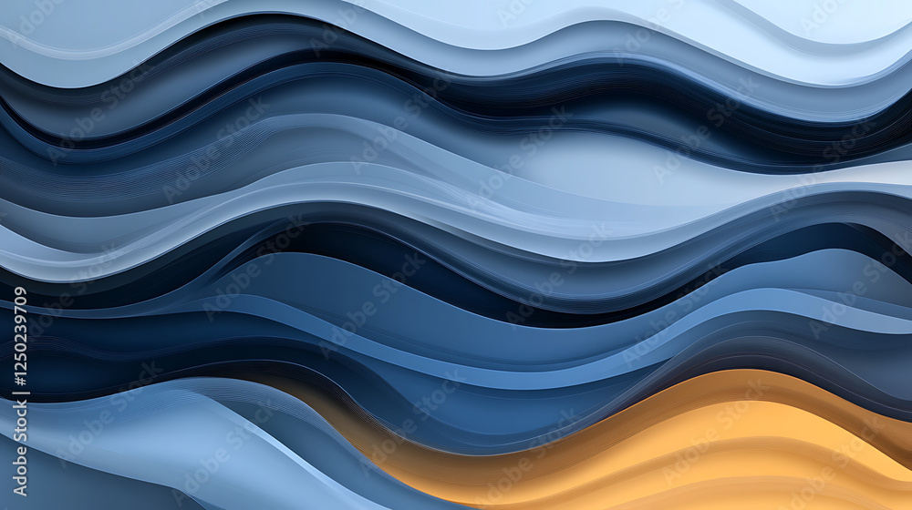 Abstract blue background with wave smooth curves 4K high-definition ...