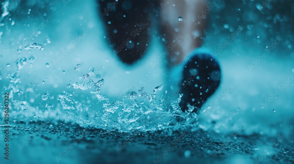 Running Feet Splashing Water In Rainy Day,keywords running,rain,water ...