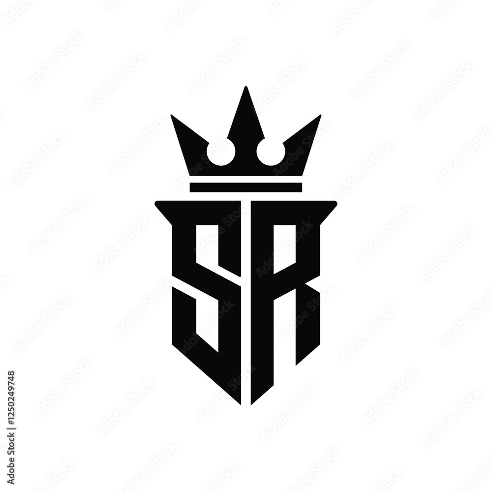 SR monogram logo design letter text name symbol monochrome logotype ...