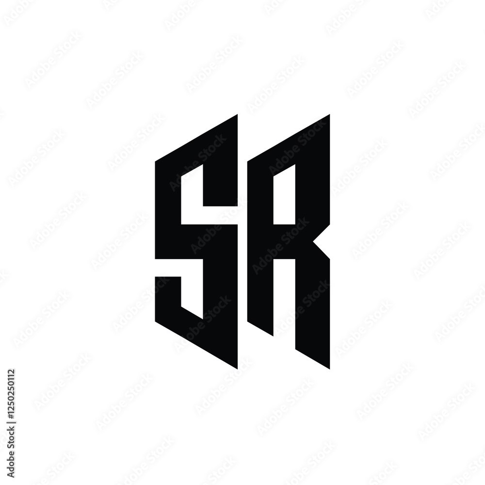 SR monogram logo design letter text name symbol monochrome logotype ...