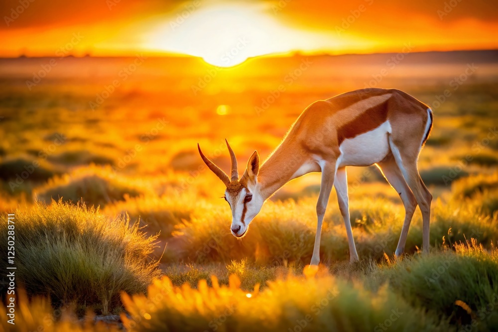 Springbok Ewe Grazing at Dawn: Drone Photography of South African ...