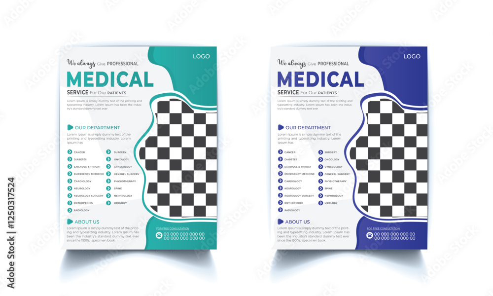 Modern medical and doctor health flyer design set. Professional a4 size ...