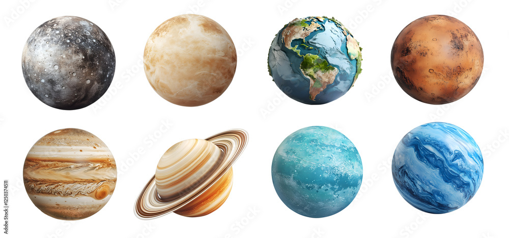 Set of galaxy planets on transparent png background Stock Illustration ...