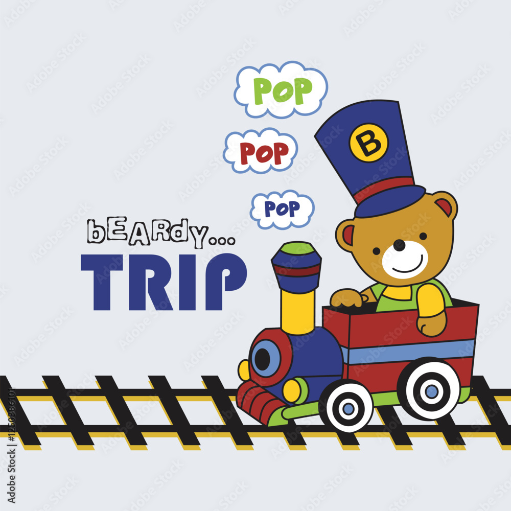 bear trip on little train,design cartoon vector illustration Stock ...